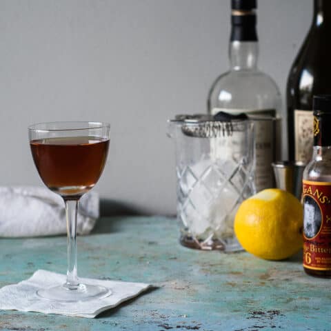The Popinjay, a cocktail with Cynar, Cognac, and Punt e Mes - Blossom ...