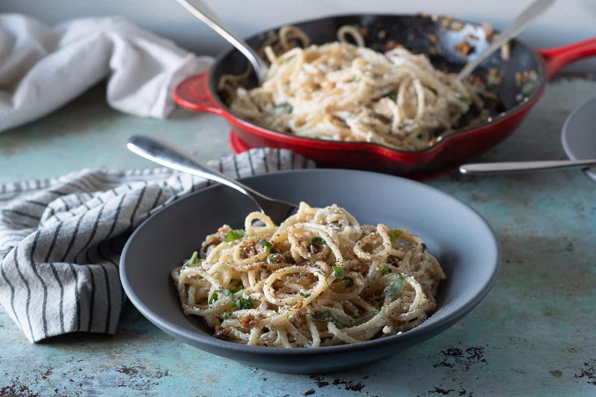 Ricotta Pasta with walnuts, garlic, and black pepper | Blossom to Stem