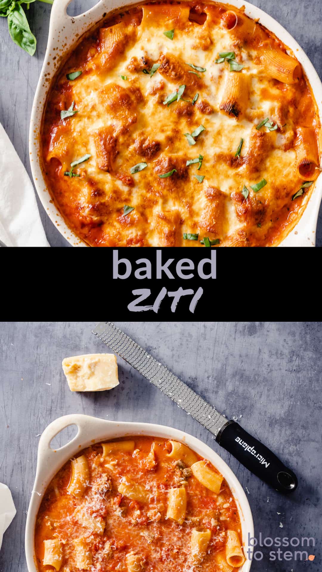 Baked Ziti, cheesy pasta comfort - Blossom to Stem